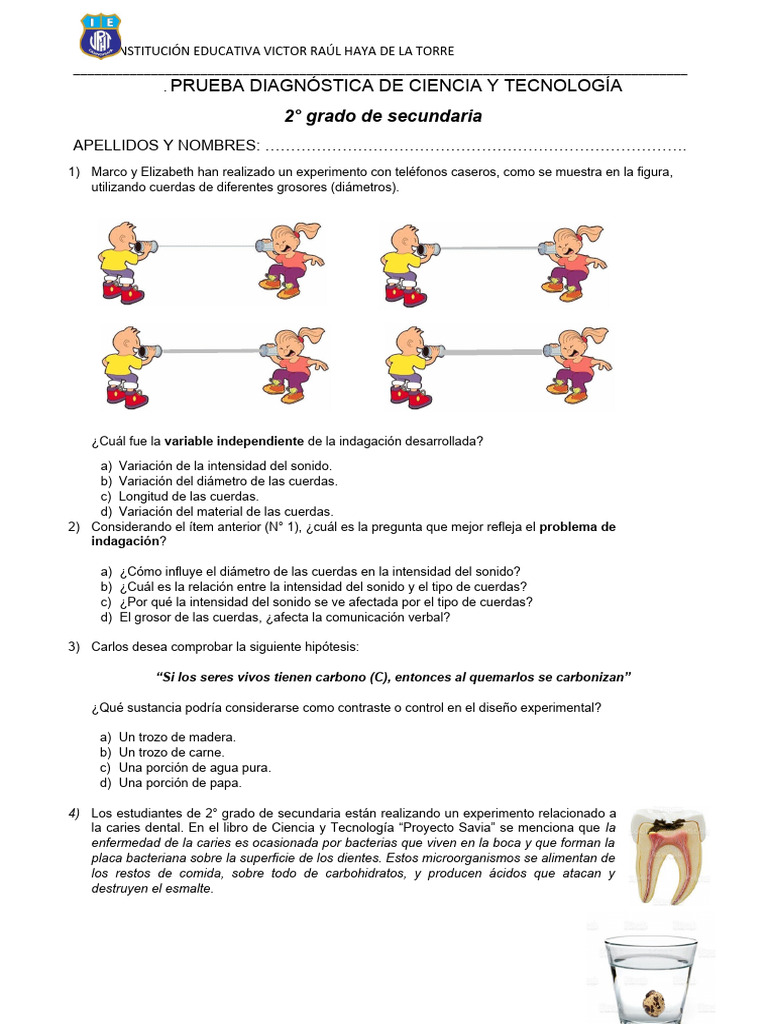 Prueba Diagnóstica de Ciencia 2° Secundaria | PDF | Plantas | Reproducción