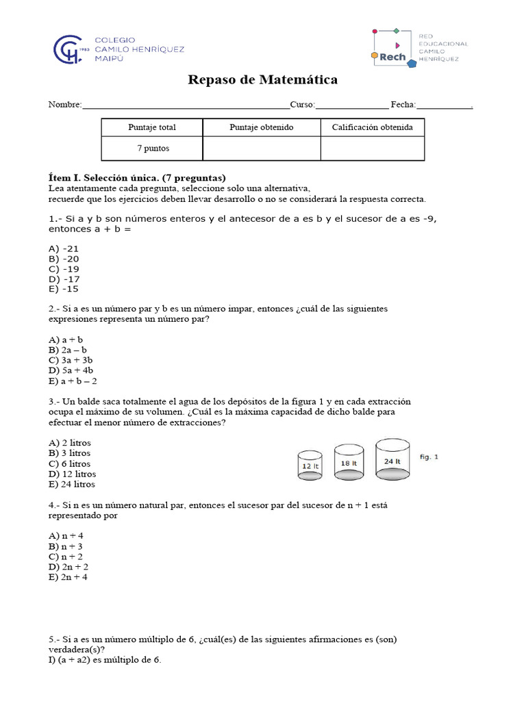 Ejercicios Repaso Matematica 2do Medio | PDF