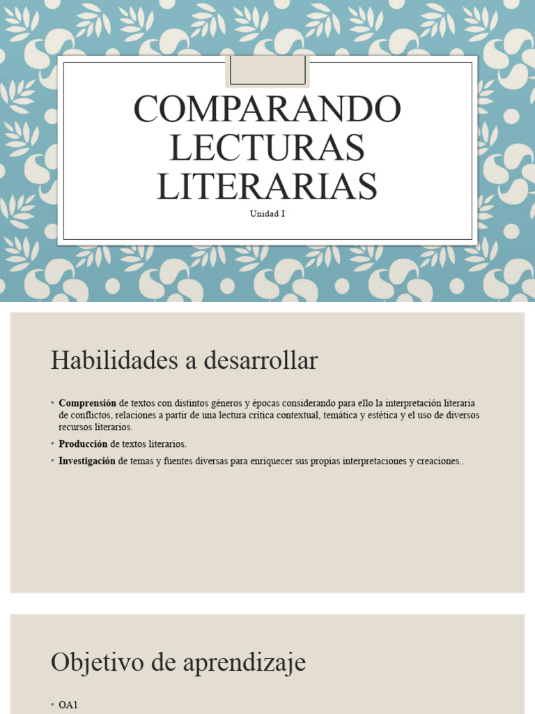Comparando lecturas literarias - clase 1 | PDF