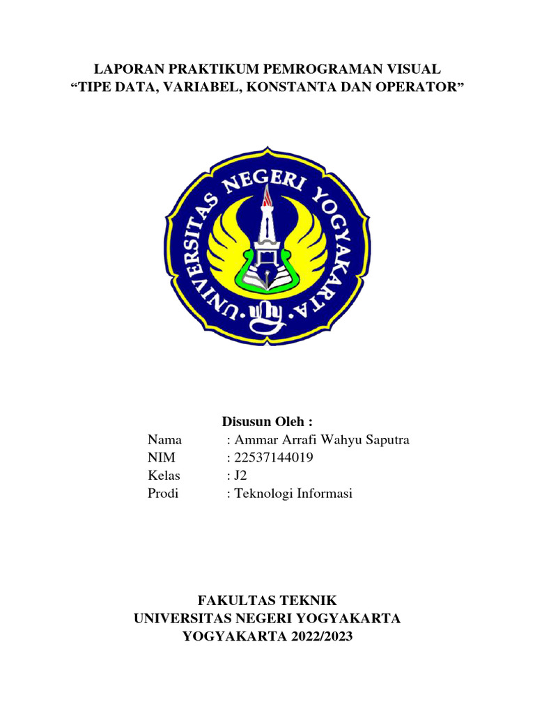 Ammar Arrafi Wahyu Saputra - Tipe Data, Variabel, Konstanta Dan ...