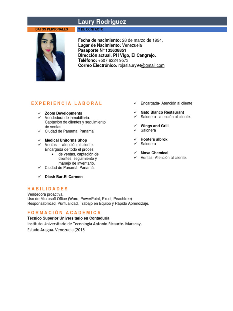Hoja de Vida Laury Rodriguez | PDF