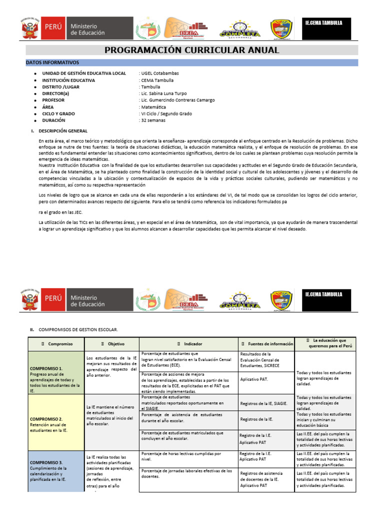Programación Curricular Anual - Secundaria | PDF | Ecuaciones | Geometría