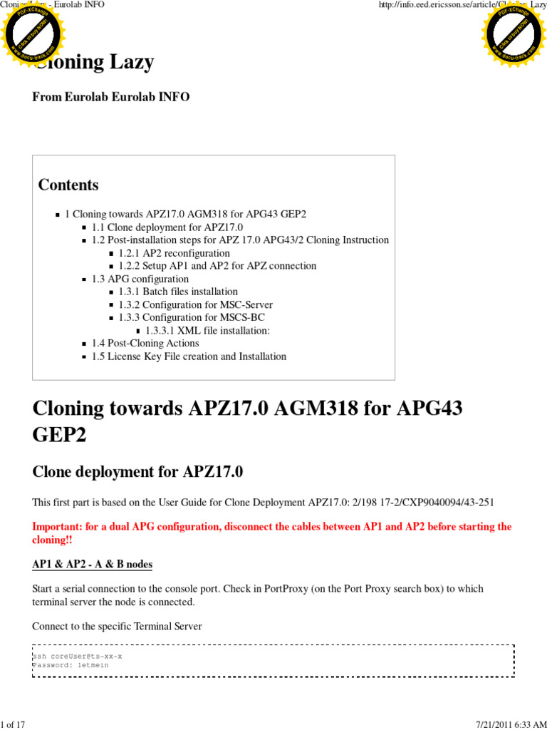 APZ17.0 Cloning Guide for APG43 | PDF | Booting | Remote Desktop Services