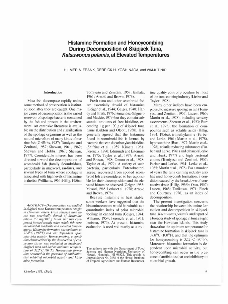 Histamine and Honeycomb | PDF | Tuna | Decomposition