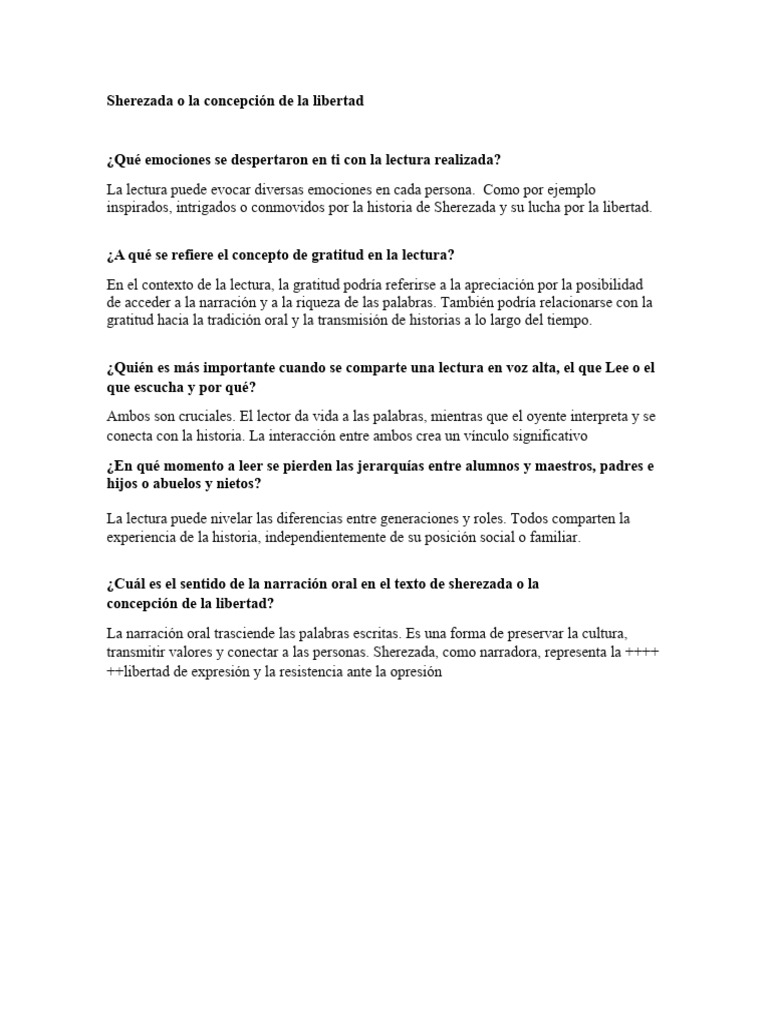 Sherezada: Libertad y Narración Oral | PDF