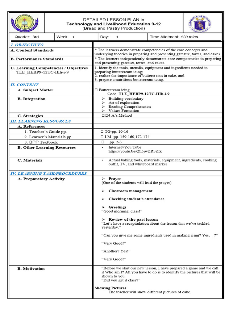 Lesson Plan For COT 2023-2024 3rd Quarter | PDF | Cakes | Learning