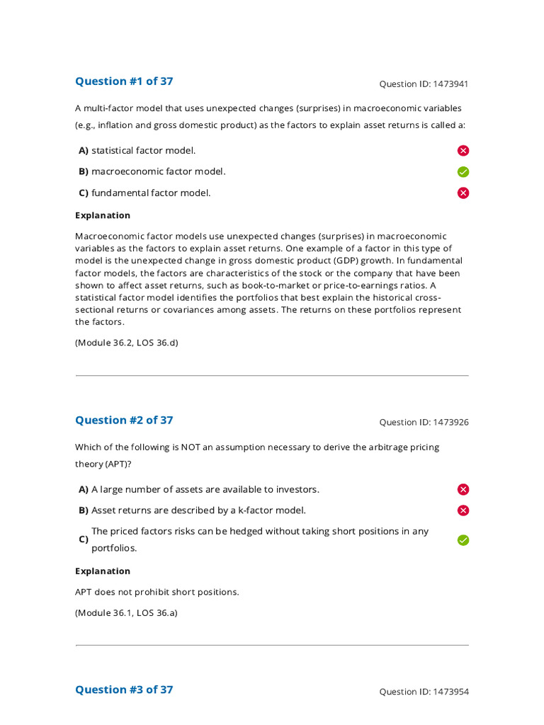 APT and Multi-Factor Models Explained | PDF | Financial Risk | Private ...