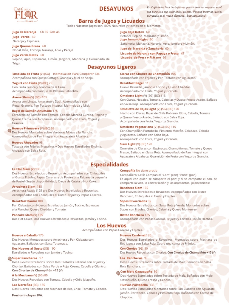 Menú Café de La Flor | PDF | Tortita | Cilantro