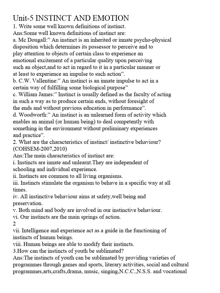 instinct or emotion | PDF | Emotions | Instinct
