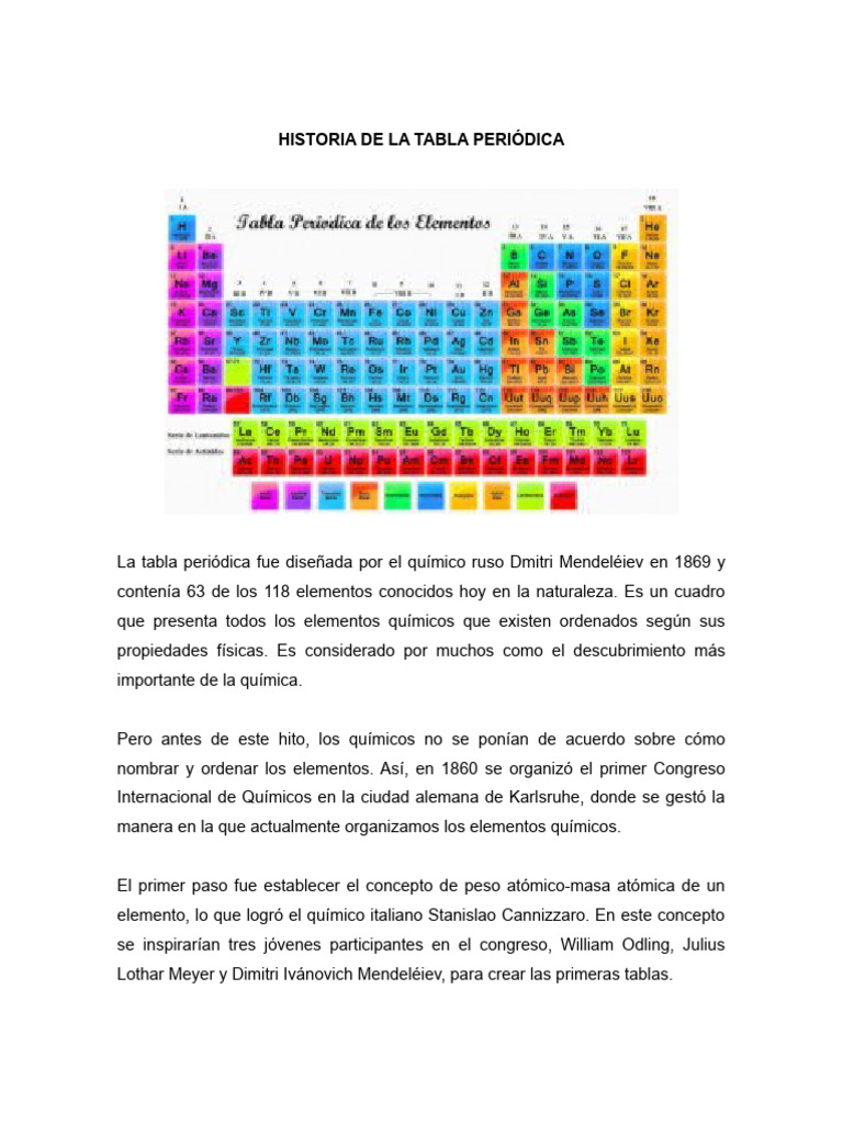 Historia de La Tabla Periódica | PDF | Tabla periódica | Metales de ...