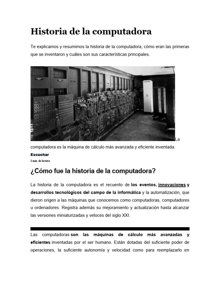 Historia de La Computadora | PDF | Equipo de oficina | Equipo