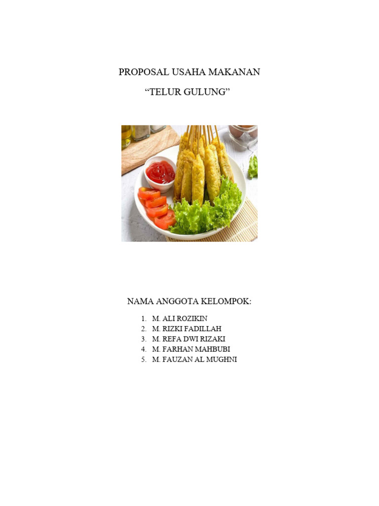 Proposal Usaha Makanan | PDF | Memasak, Makanan, & Anggur | Teknologi ...