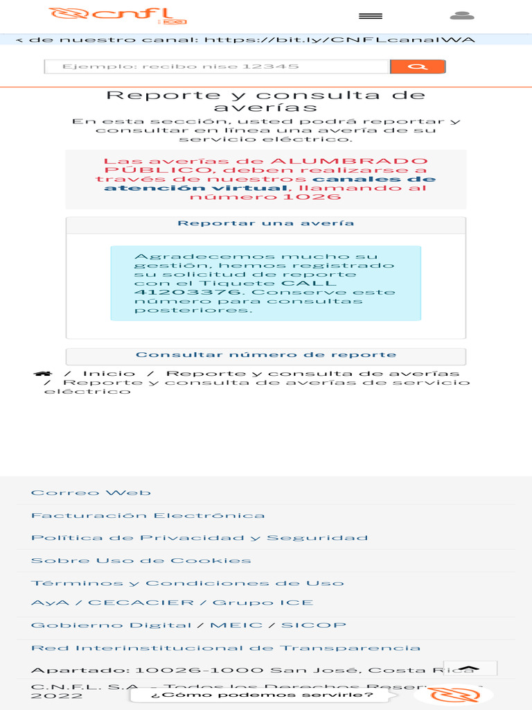 Reporte y Consulta de Averías de Servicio Eléctrico | PDF