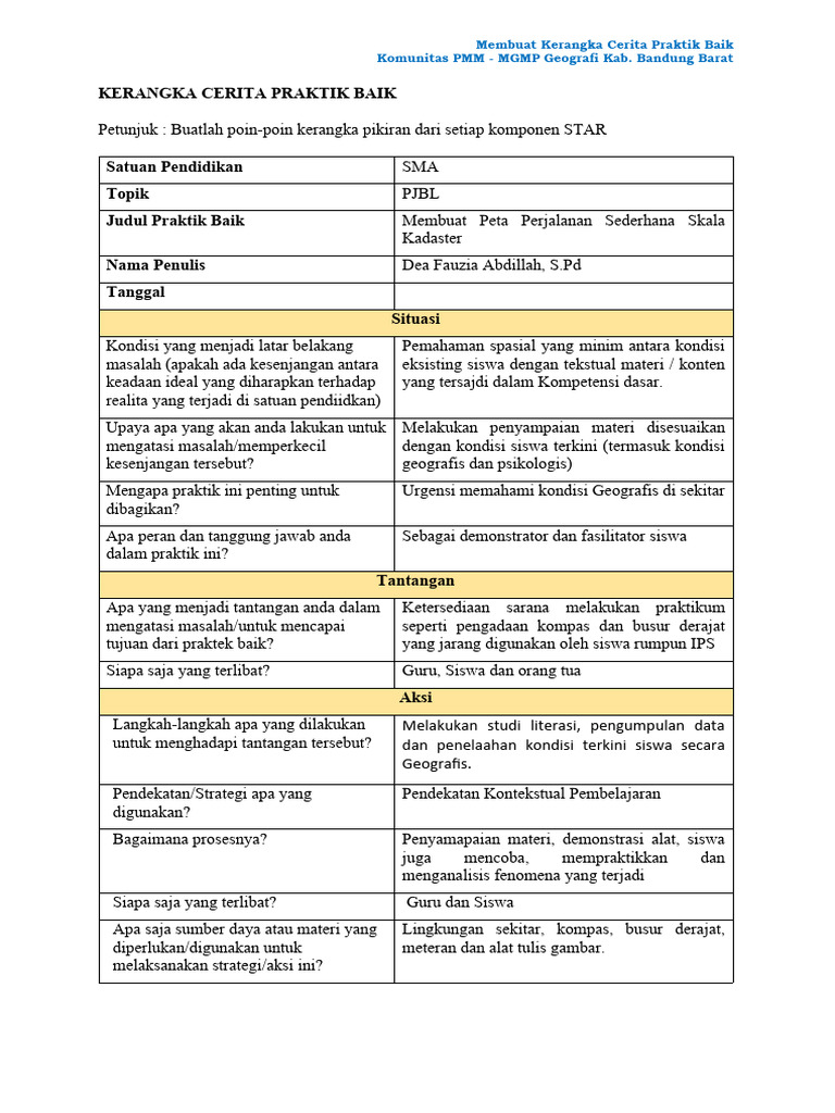 Tugas Kerangka Cerita Praktik Baik | PDF