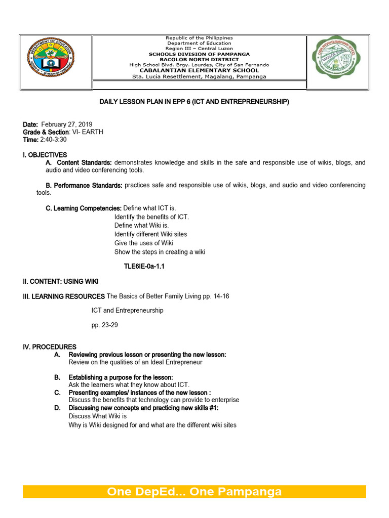 DLP in Ict | PDF | Educational Technology | Wiki