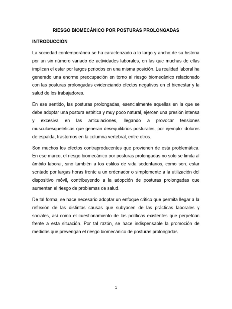 Riesgos de Posturas Prolongadas | PDF | Factores humanos y ergonomía