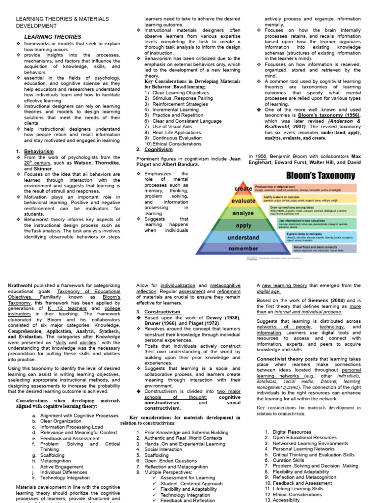 Learning Theories & Materials Development | PDF | Learning | Constructivism (Philosophy Of ...