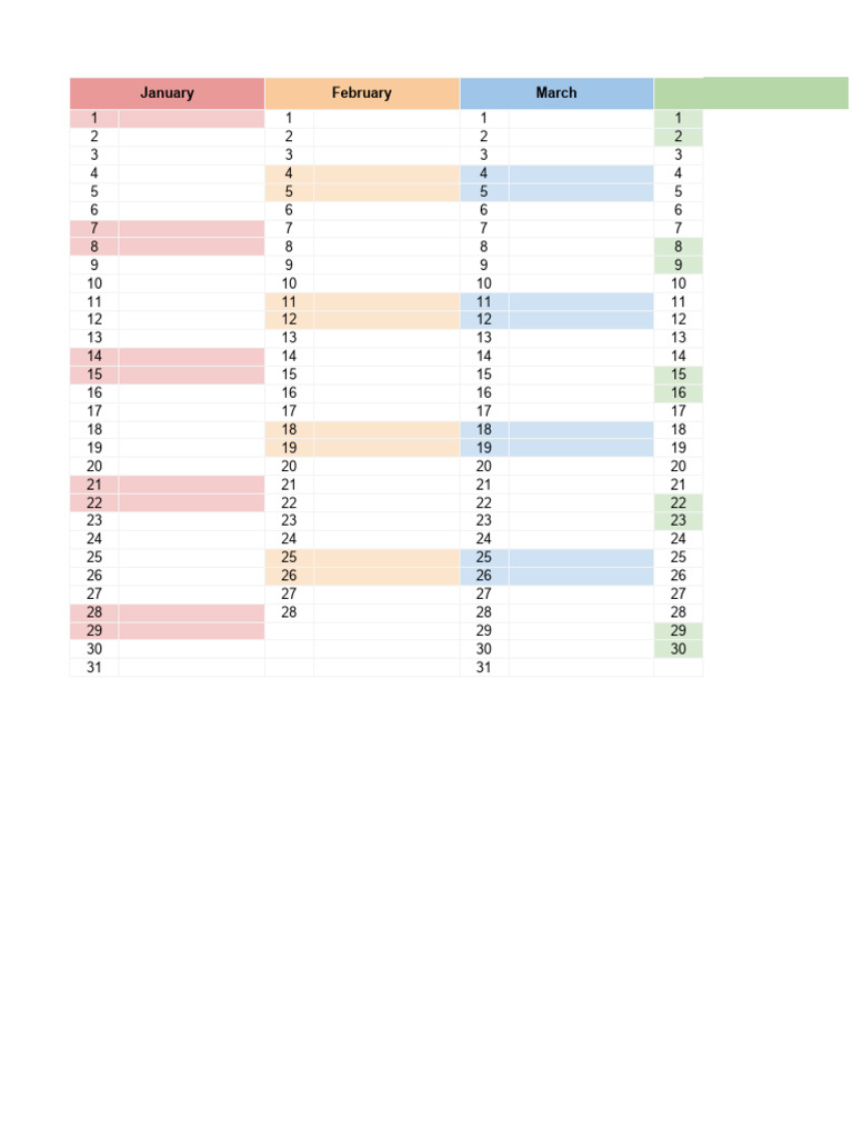 Year at A Glance - Template | PDF