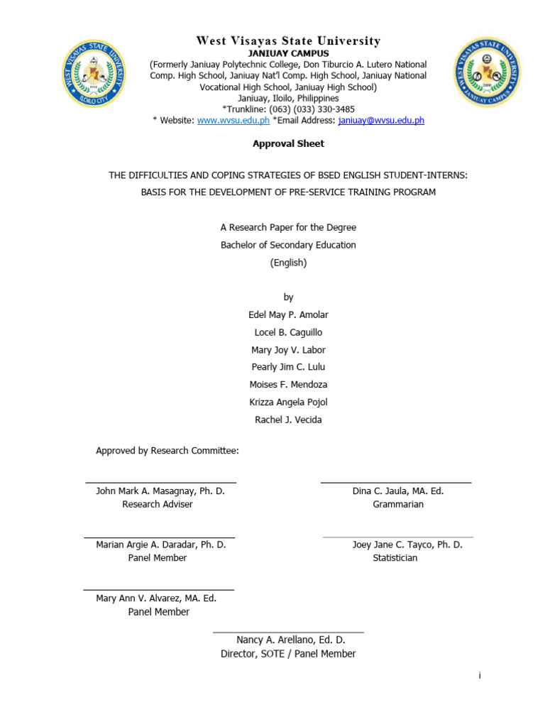 Approval Sheet | PDF | Teachers | Cognition