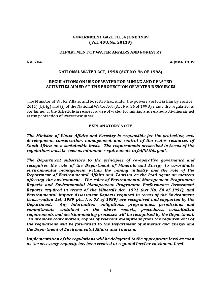 GN704 (8197) SA Water Act 1999 | PDF | Mining | Dam