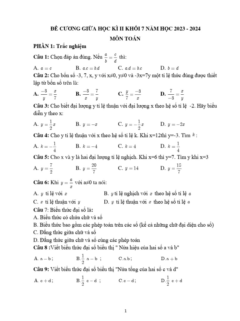 De Cuong Giua Ky II - TA7 - Phuc Dien | PDF