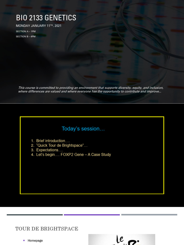 BIO2133 LEC1 Jan 11 - 2021 - 1 Slide Per Page | PDF | Gene | Genetic Code