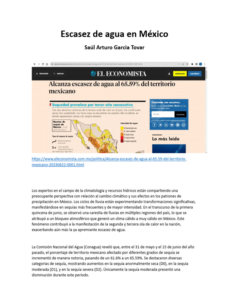 Escasez de Agua en México | PDF | Agua | Sequía