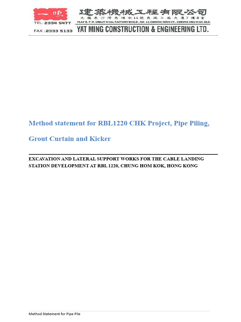 Pipe Pile Installation Method Statement | PDF | Deep Foundation | Oil Well