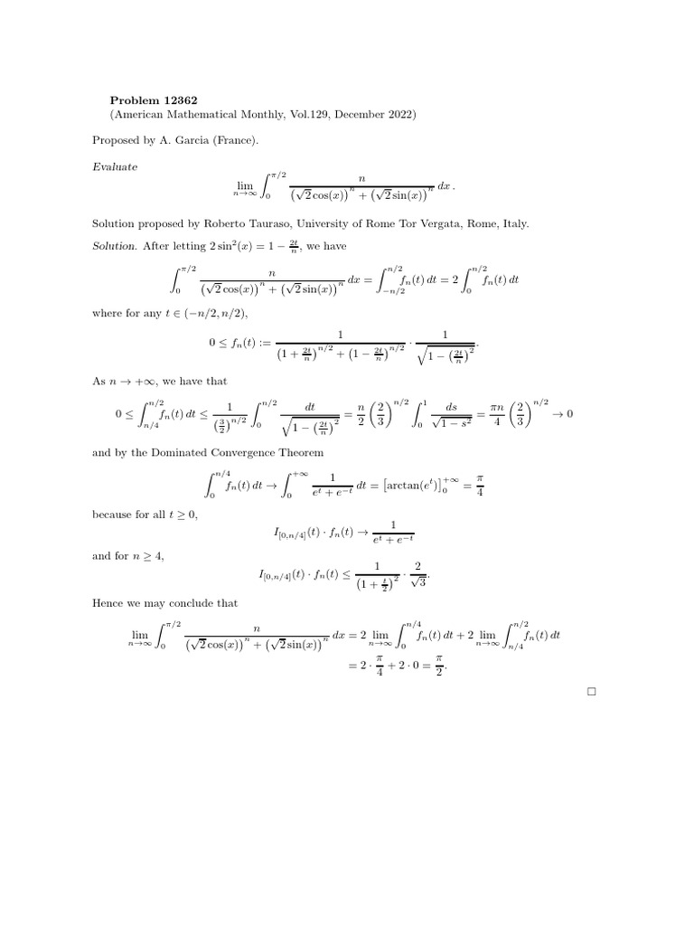 AMM12362 | PDF | Real Analysis | Mathematical Concepts