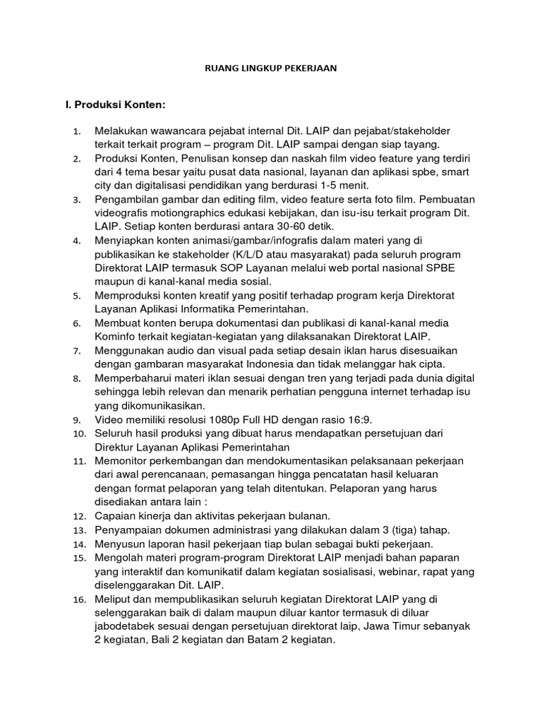 Ruang Lingkup Pekerjaan | PDF | Bisnis | Seni