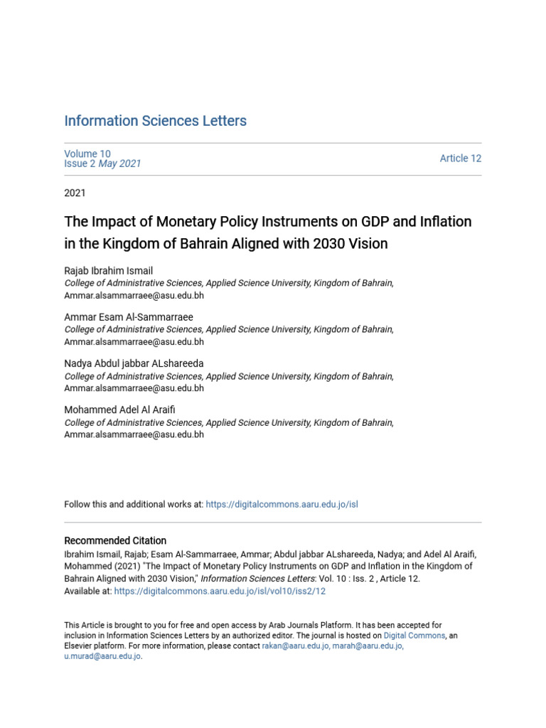 The Impact Of Monetary Policy Instruments On Gdp And Inflation In Pdf Gross Domestic Product