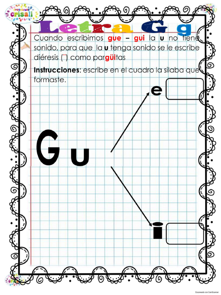 ejercicios de la letra G g (gue, gui) | PDF