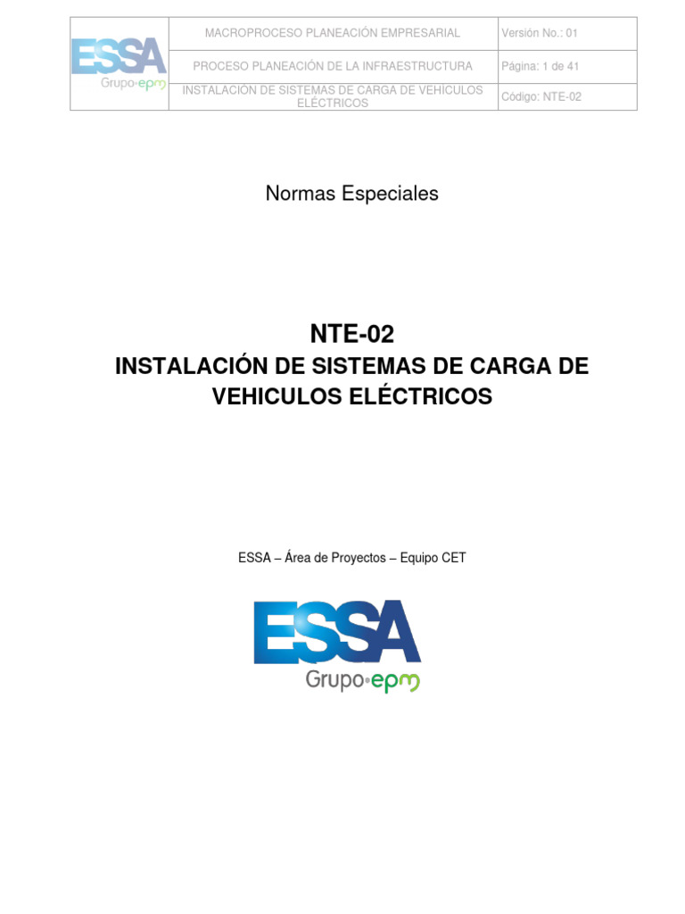 Nte 02 Instalacion de Sistemas de Carga de Vehiculos Electricos | PDF | Ingenieria Eléctrica ...