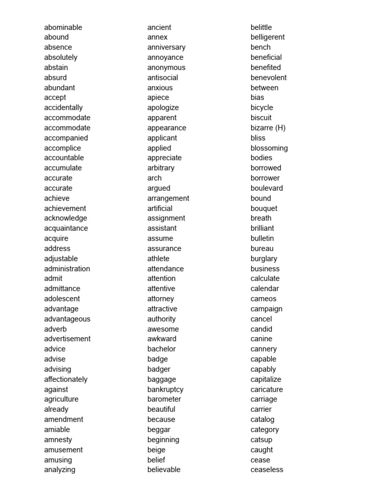 Spelling Bee - High School | PDF