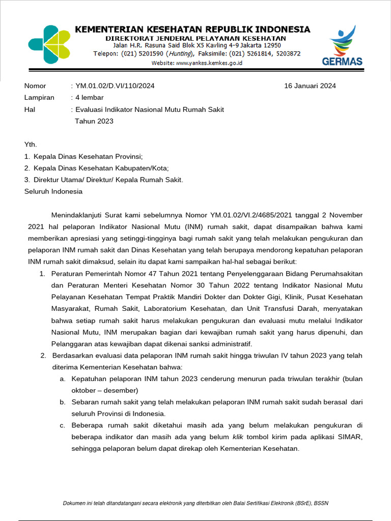 Evaluasi INM RS Tahun 2023 (TW IV) | PDF | Pengelolaan Keuangan & Uang