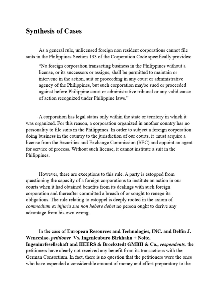 Synthesis of Cases | Download Free PDF | Lawsuit | Estoppel