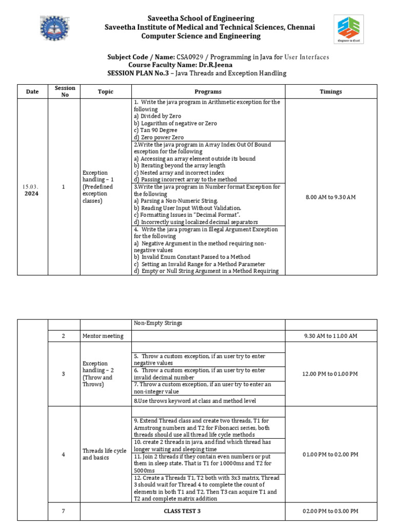 Java Lab Session Plan 3 Pdf Java Programming Language Matrix Mathematics