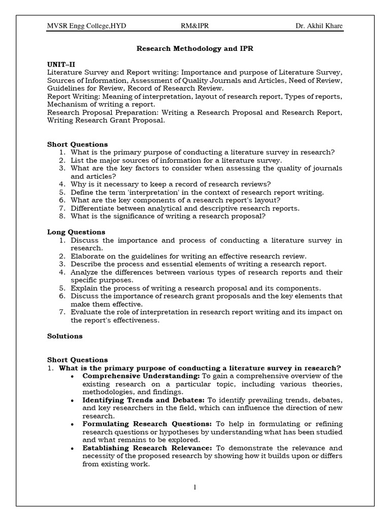 Dr. AK - RM&IPR - UNIT-2 - Notes | PDF | Methodology | Theory