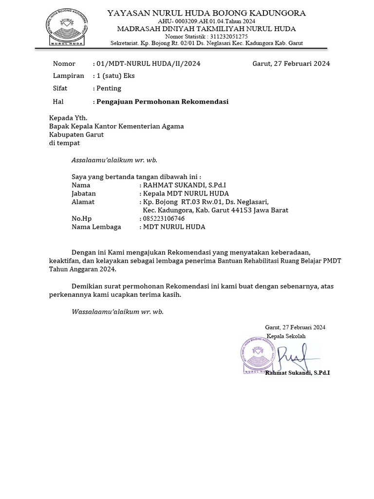 Surat Pengajuan | PDF