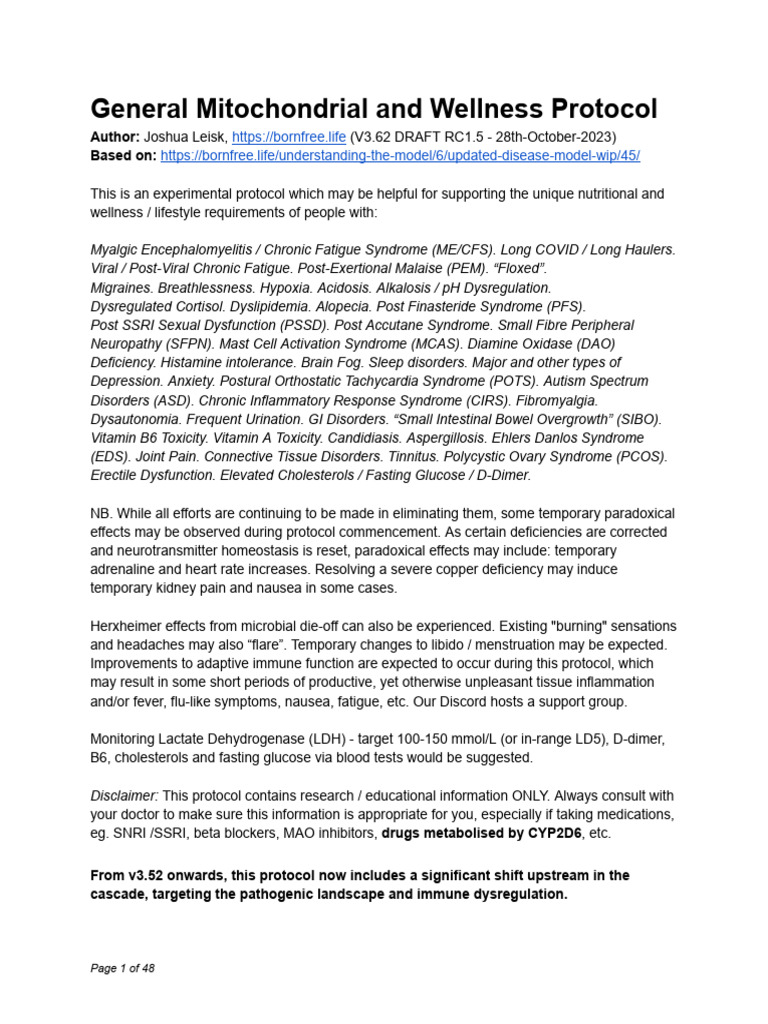 BF - v3.62 DRAFT RC1.5 Protocol | PDF | Metabolism | Dietary Supplements