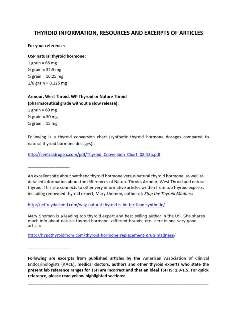 Thyroid Info | PDF | Hypothyroidism | Thyroid Stimulating Hormone