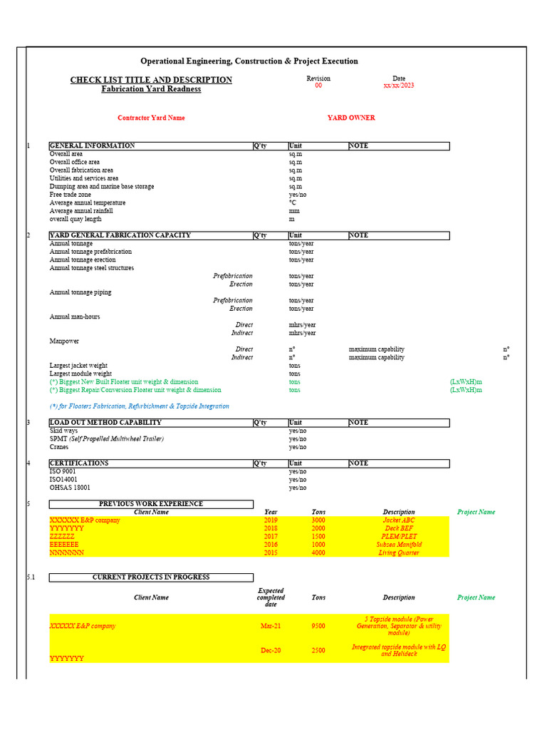 Fabrication Yard Readness Check List_AP_rev 1 | PDF | Quality Assurance ...