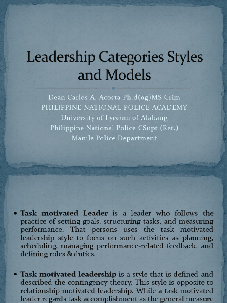 2. Leadership Categories Styles and Models | PDF | Leadership ...