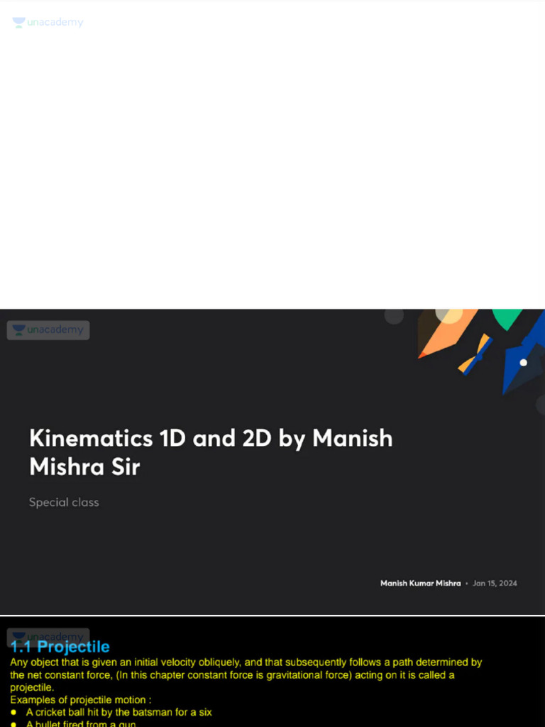 Kinematics 1D and 2D by Manish Mishra Sir With Anno | PDF