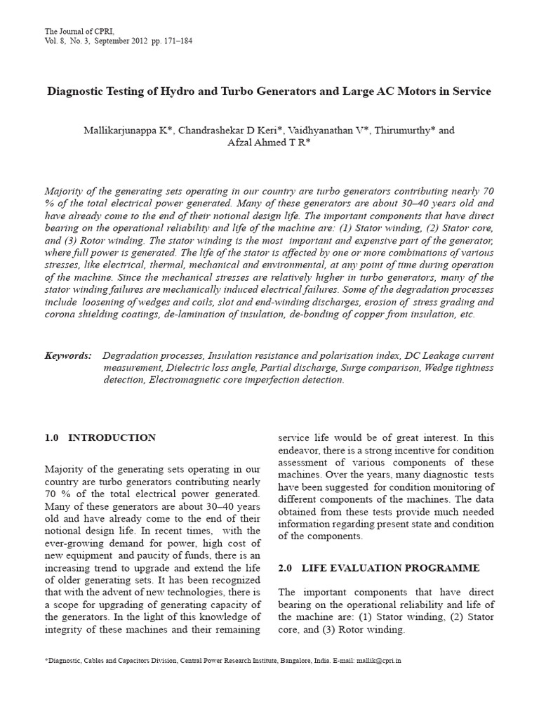 Diagnostic Assessment of Turbo Generators | PDF | Alternating Current ...