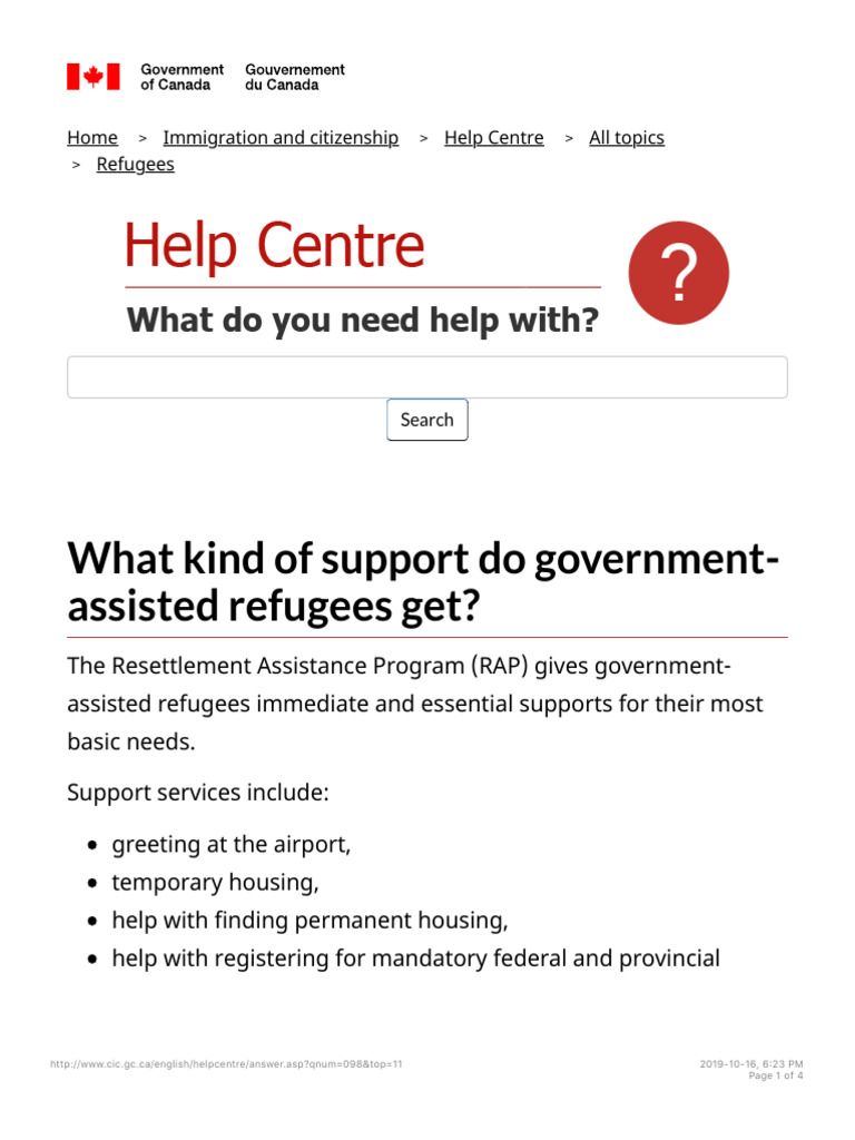 What Kind of Support Do Government-Assisted Refugees Get 1 | PDF ...