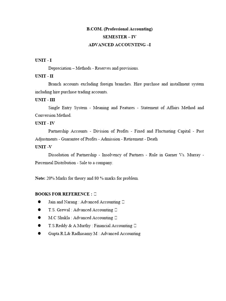 Advanced Accounting - I | PDF | Debits And Credits | Depreciation