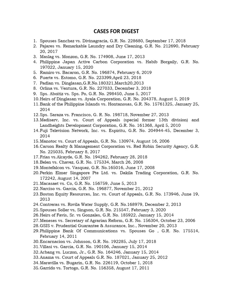 Cases For Digest Civil Procedure | PDF | Economy Of The Philippines