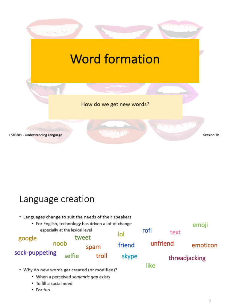 7b Word Formation - Processes 1pp | PDF | Word | Lexicology