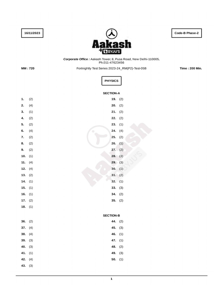 FT-05 Solutions (RM Phase-02) | PDF